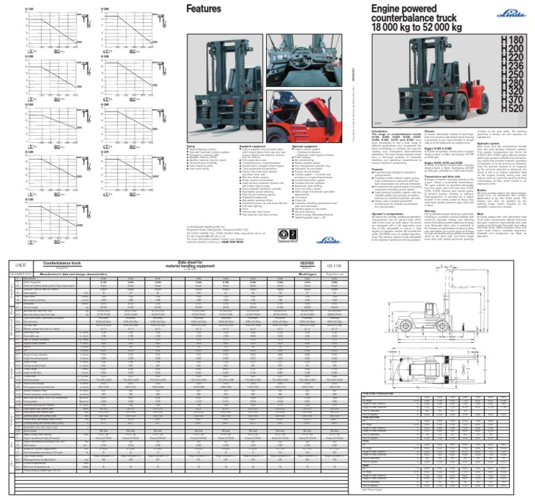 Forklift Linde 18 52t Capacity | PDF | Transmission (Mechanics) | Brake