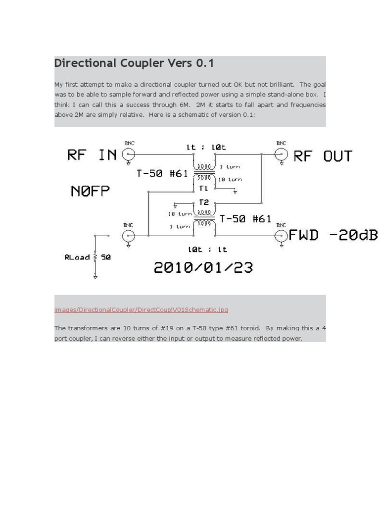 DIY Directional Coupler Guide | PDF | Telecommunications Engineering ...