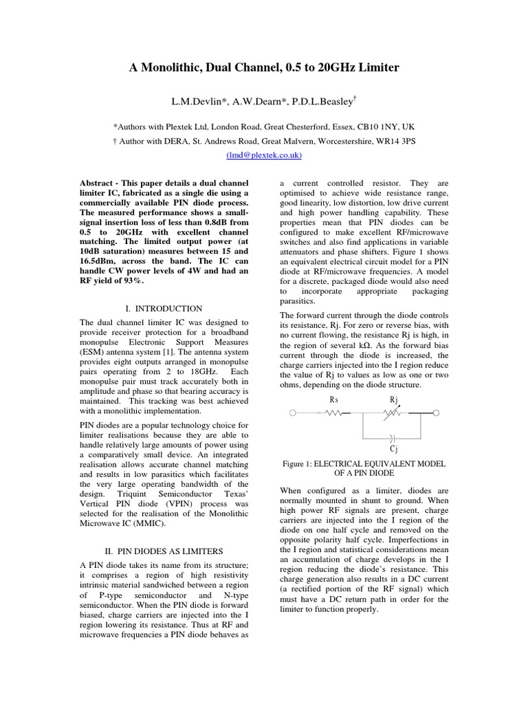 RF Limiter Design for ESM Systems | PDF | Electric Current ...