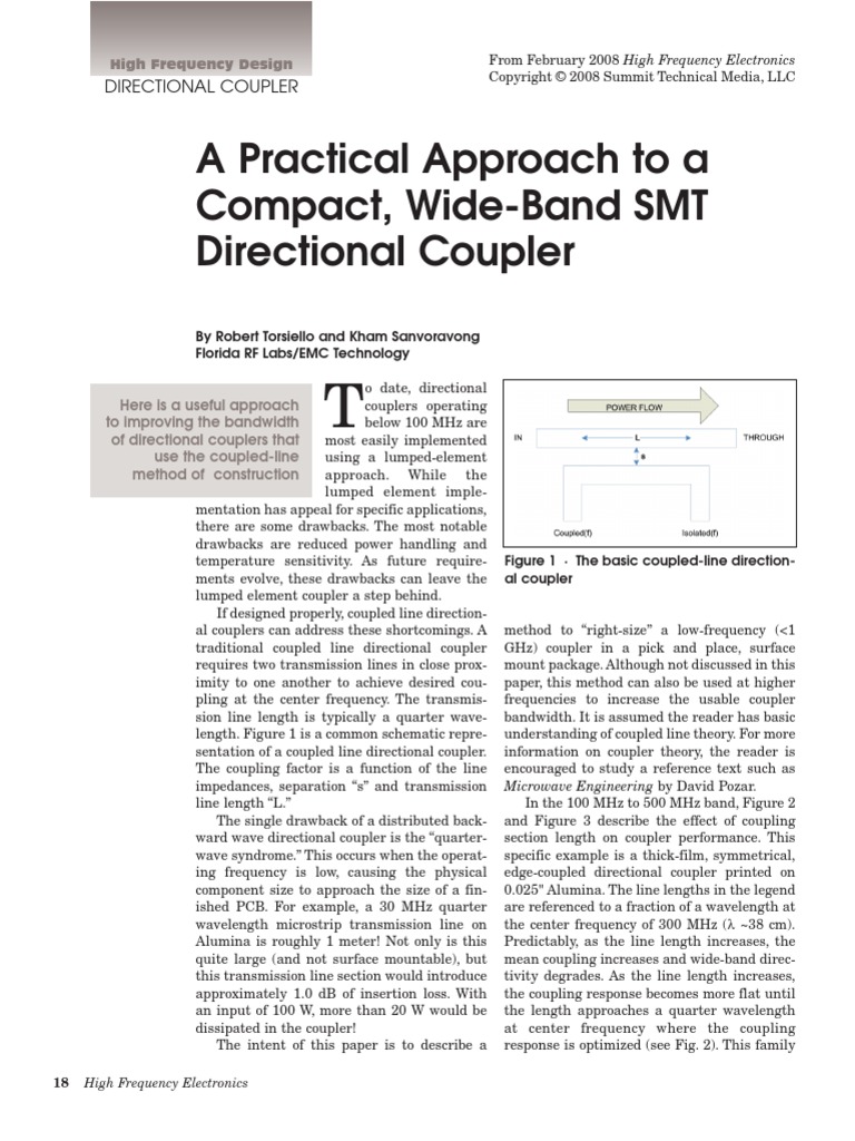 A Practical Approach To A Compct Wide-Band SMT Directional Coupler ...
