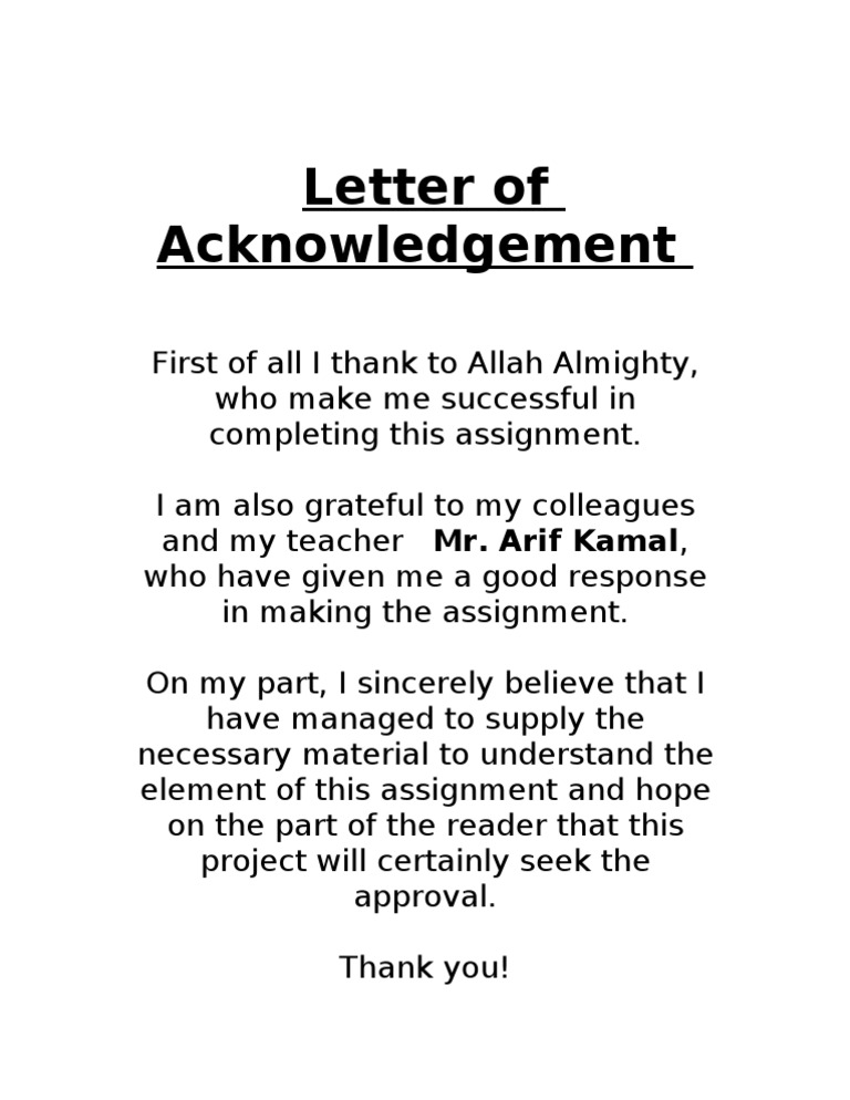 Letter of Acknowledgement | PDF