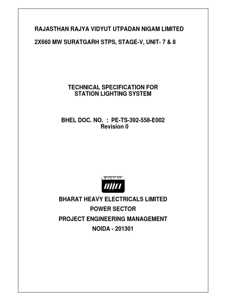 BHEL RRVPNL Illumination | PDF | Electrical Wiring | Specification (Technical Standard)