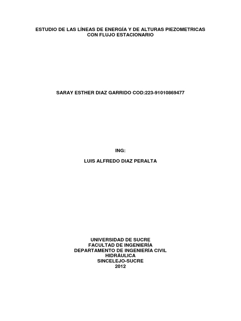 Linea Piezometrica | PDF | Fricción | Tubería (transporte de fluidos)