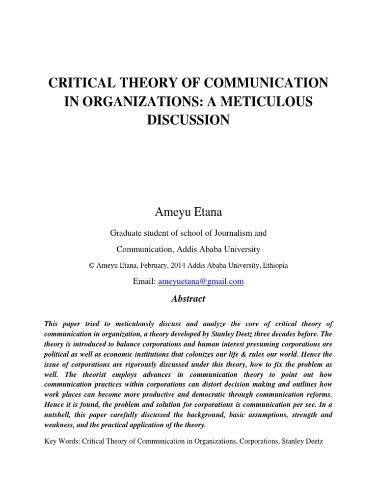 Critical - Theory - of - Communication - in - Organizations: A ...