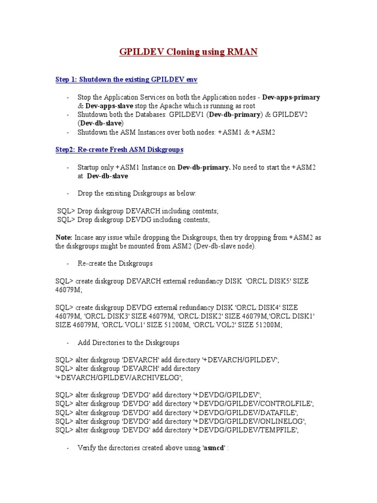 Gpildev Cloning Using Rman-2 | PDF | Information Technology Management | System Software