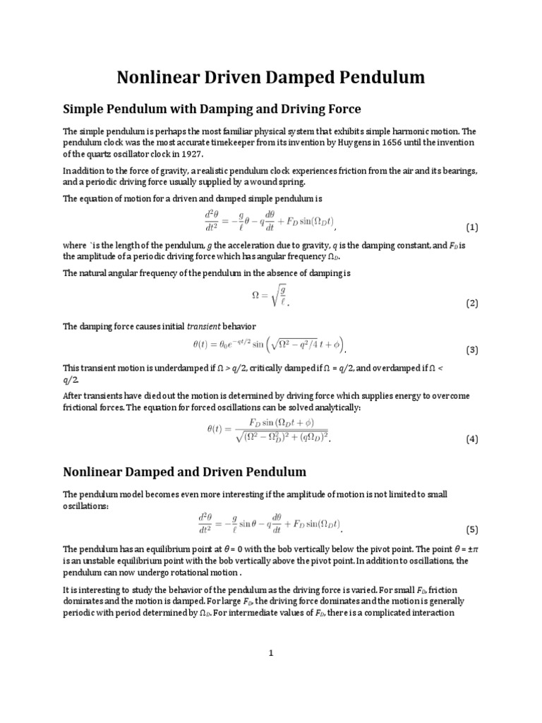 Damped Pendulum Equation | PDF | Pendulum | Theoretical Physics