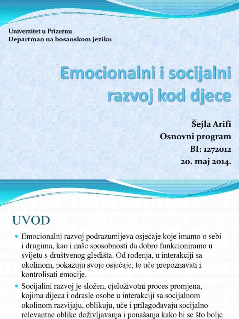 Emocionalni I Socijalni Razvoj Kod Djece | PDF