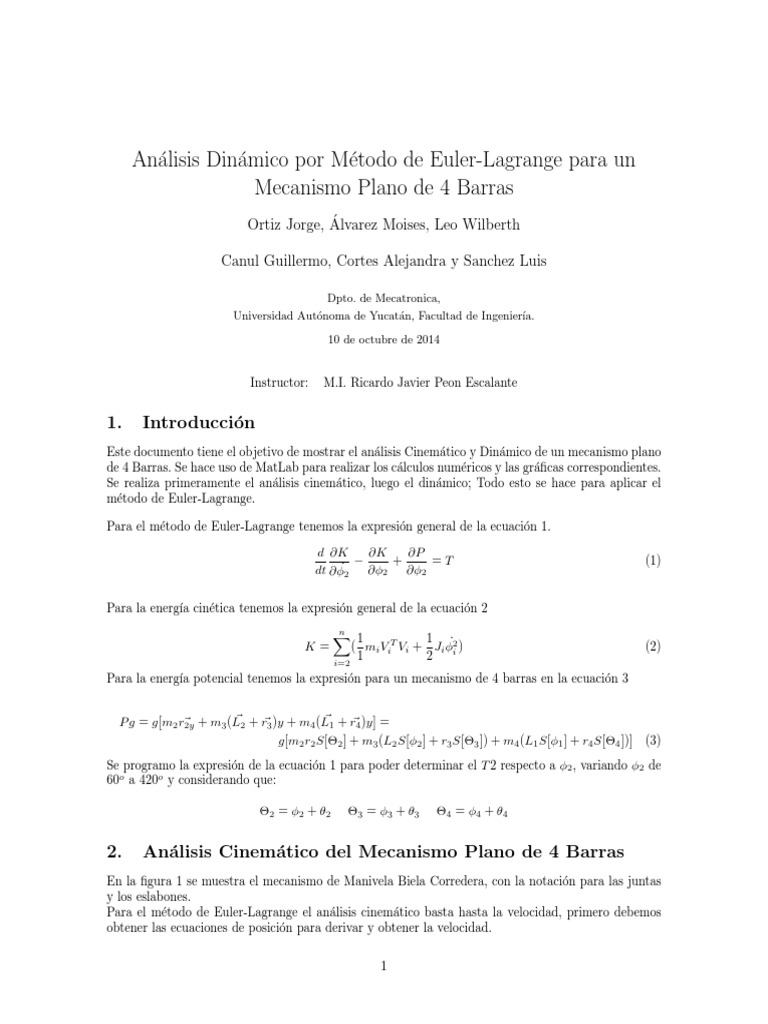 Euler Lagrange | PDF | Velocidad | Ecuaciones