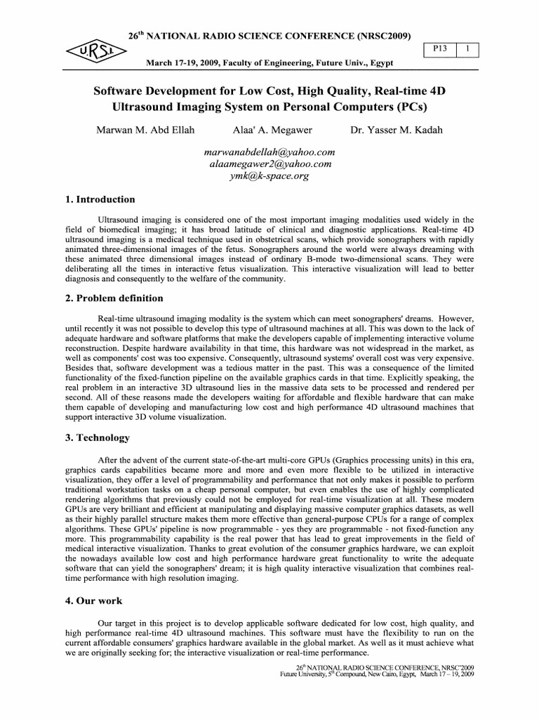 Software Development For Low Cost, High Quality, Real-Time 4D Ultrasound Imaging System On ...