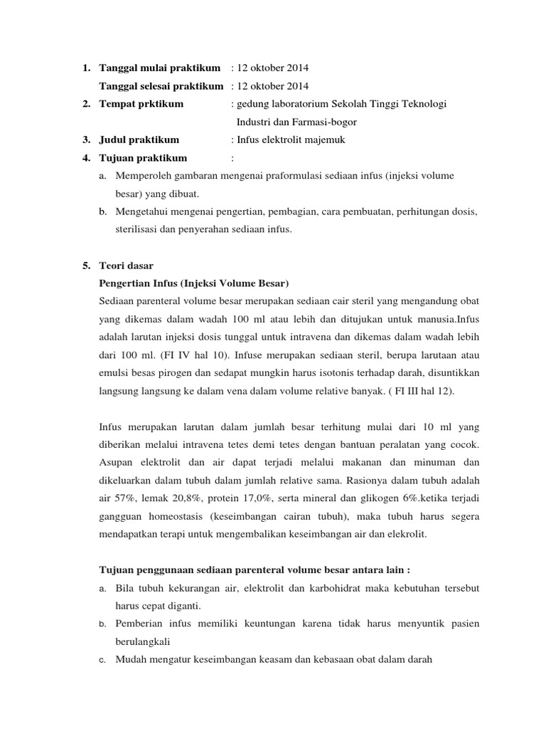 Lap. Tek - Steril Infus Elektrolit | PDF