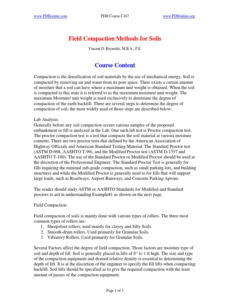 Field Compaction Methods For Soil | PDF | Civil Engineering | Natural ...