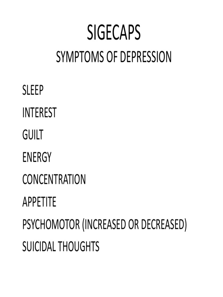 Symptoms of Depression: Sigecaps | PDF