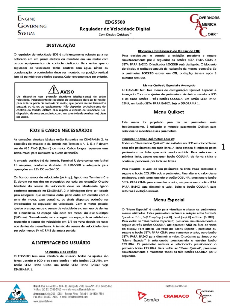 Manual do Regulador EDG5500 | PDF | Motores | Interface de usuário