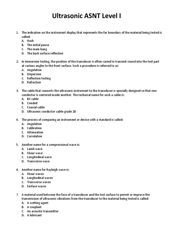UT Level I | PDF | Ultrasound | Waves