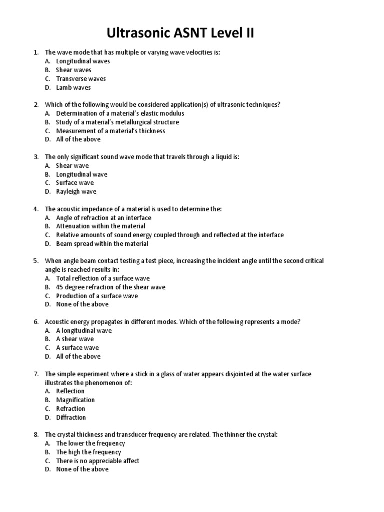 UT Level II | PDF | Waves | Ultrasound