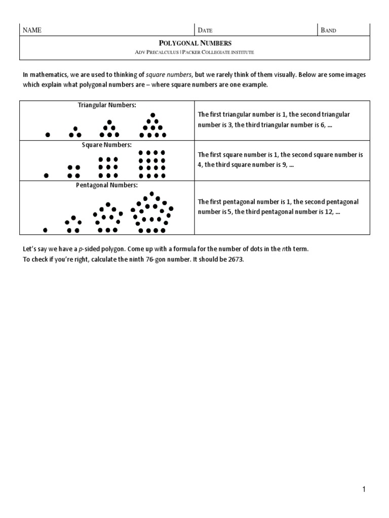 2014 10 30 Polygonal Numbers | PDF | Elementary Geometry | Recreational ...