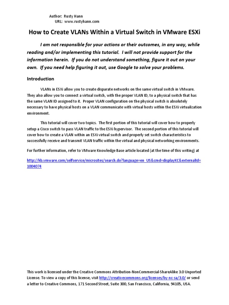 Configuring VLANs in VMware ESXi | PDF | Network Switch ...
