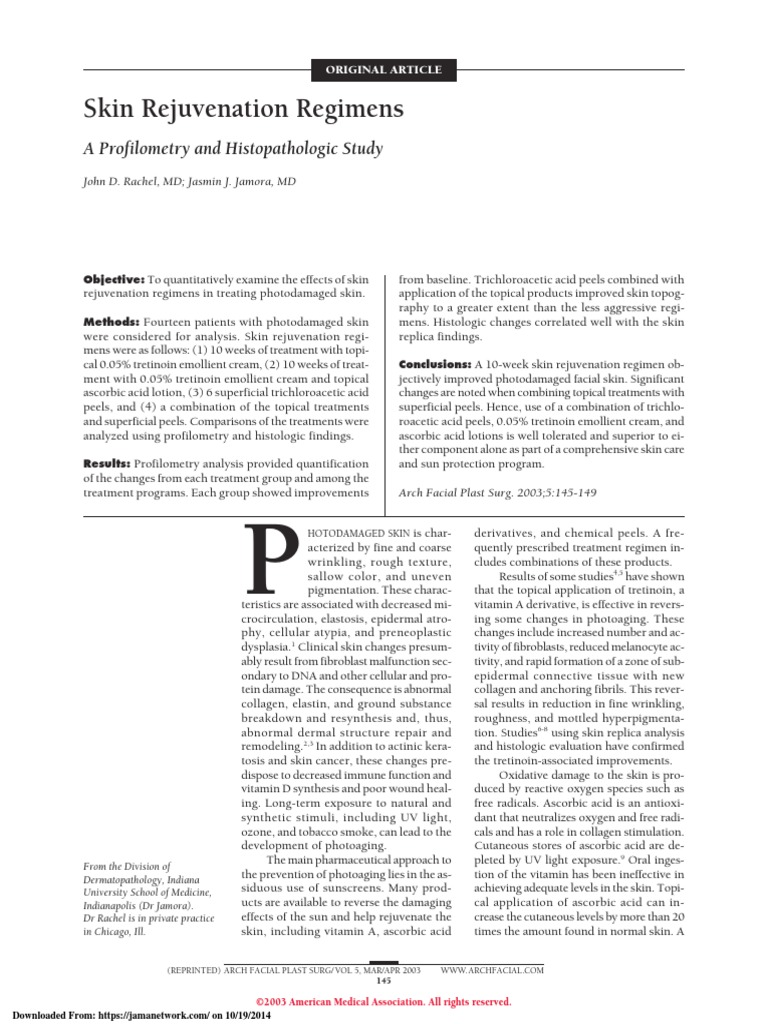 Skin Rejuvenation Regimens: A Profilometry and Histopathologic Study ...