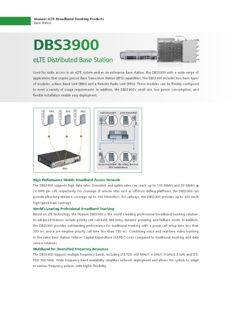 Huawei ELTE Trunking Products - DBS3900 Datasheet | PDF
