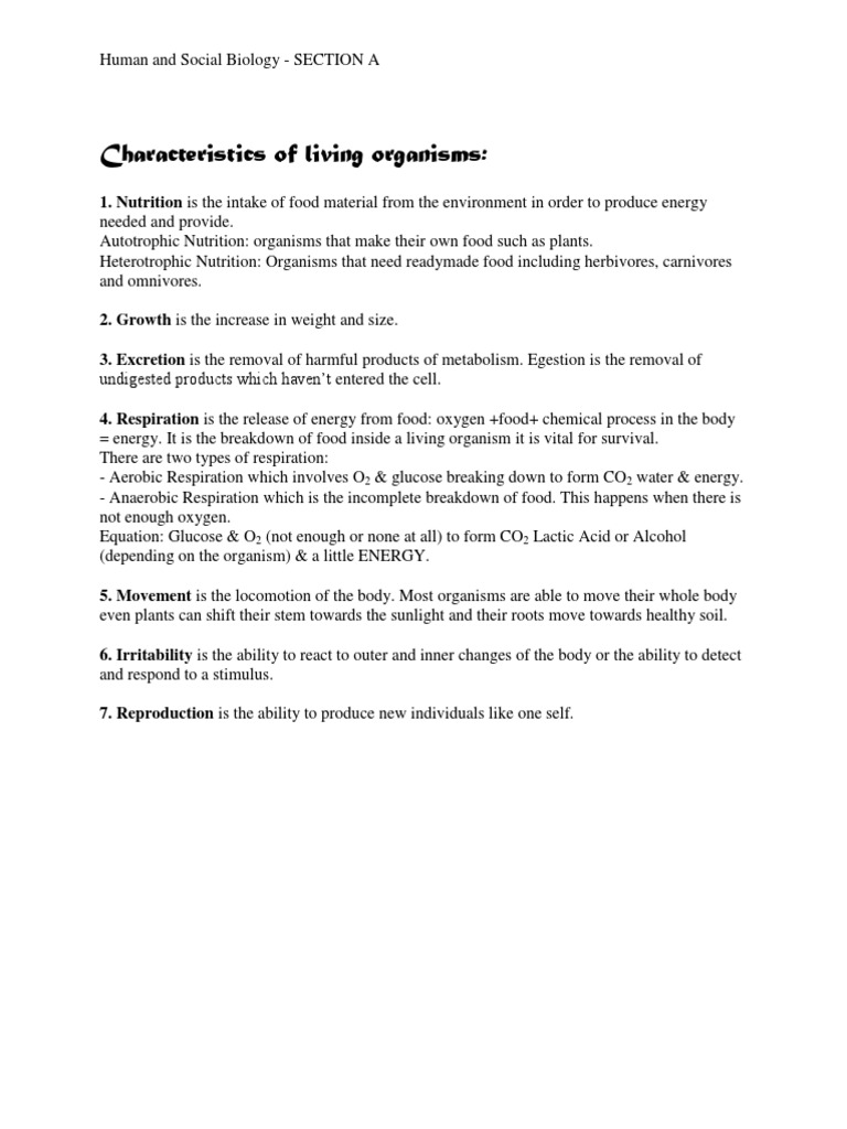 HSB Section A | PDF | Cell (Biology) | Photosynthesis