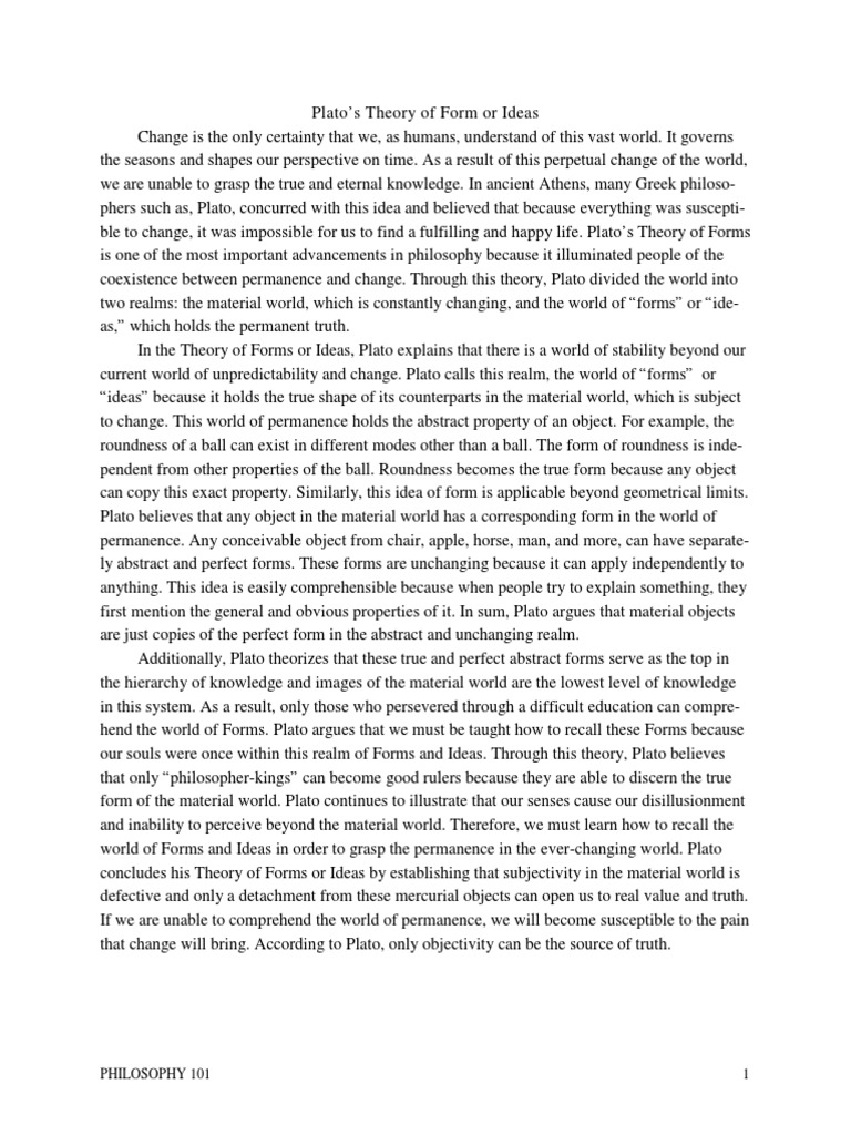 Theory of Forms or Ideas | PDF