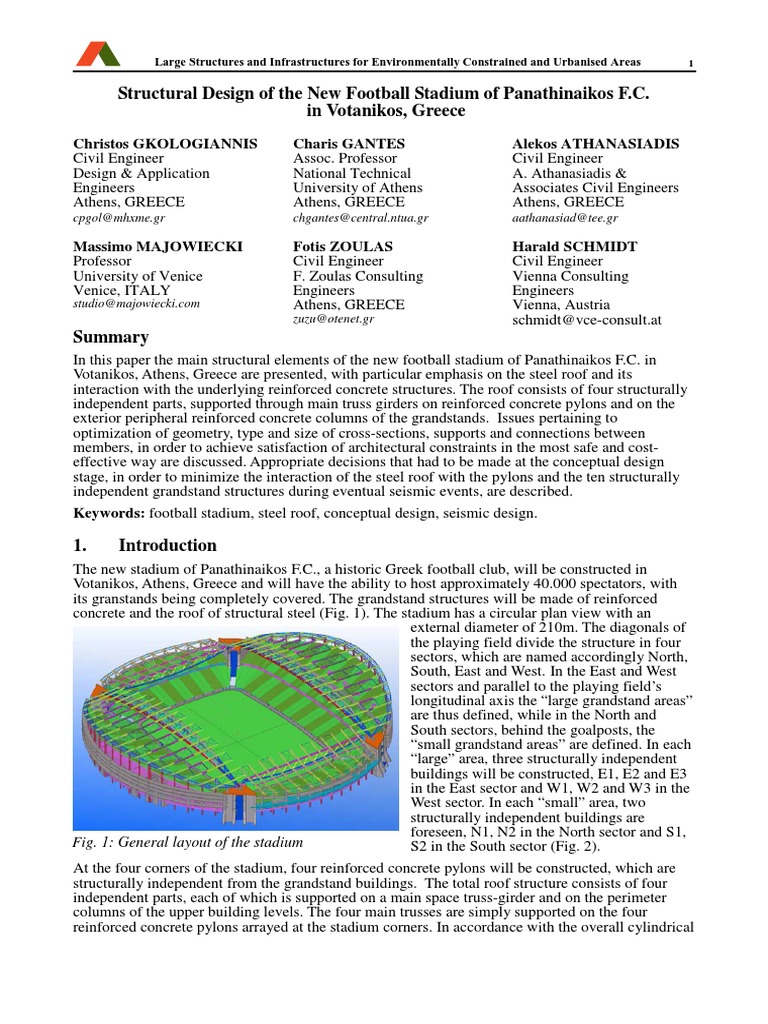 Structural Design of Panathinaikos Stadium | PDF | Truss | Beam (Structure)