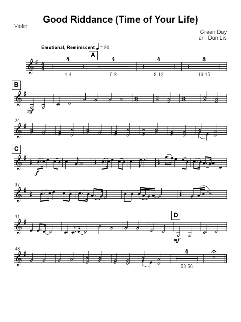 Good Riddance - Violin | PDF