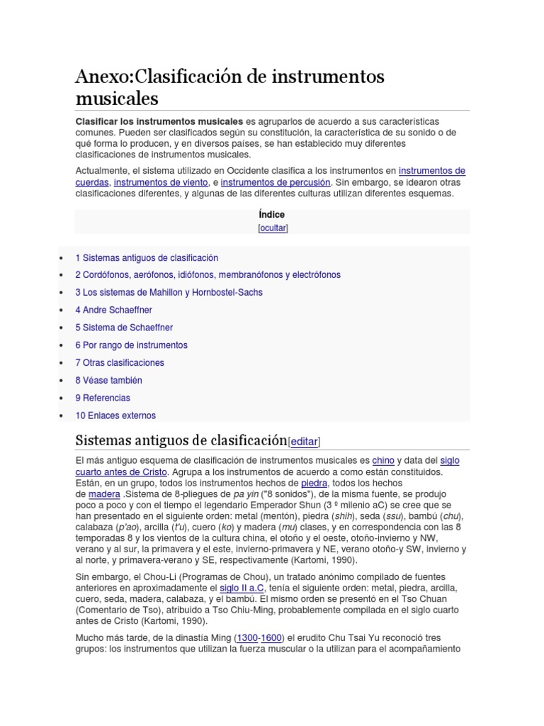 Anexo - Clasificacion de Los Instrumentos | PDF | Instrumentos ...