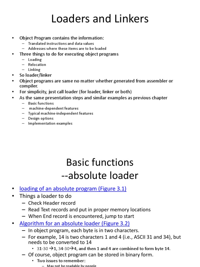 Loader Linkers Chap3 | PDF | Library (Computing) | Subroutine