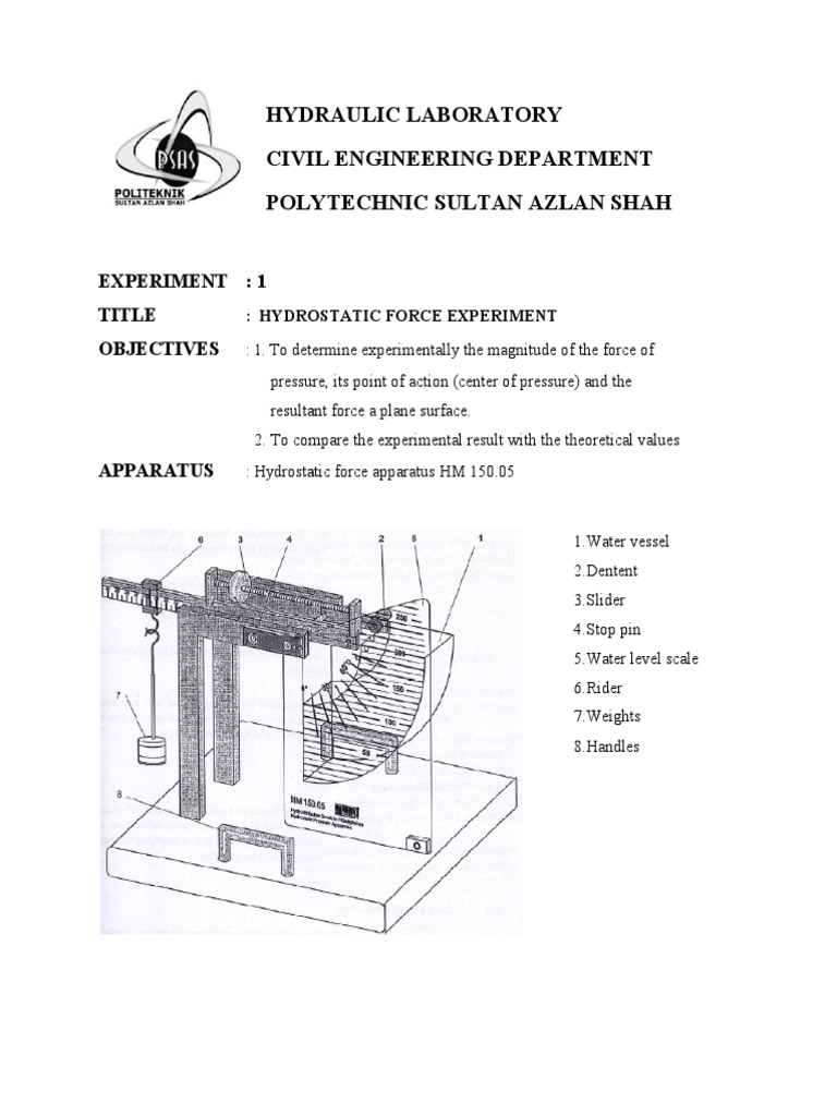 CC501 - Lab - 1 Hydraulic | PDF | Pressure | Weight