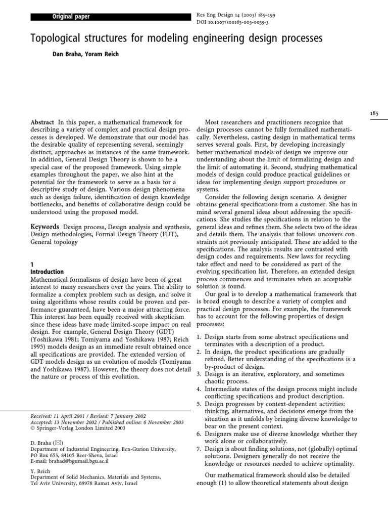 Topological Structures For Modeling Engineering Design Processes | PDF | Function (Mathematics ...