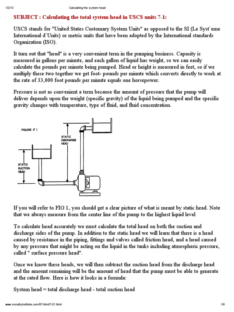 Total System Head Calculation Guide | PDF | Pressure | Pump