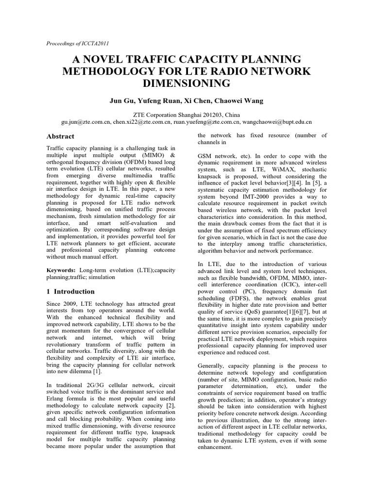 A Novel Traffic Capacity Planning Methodology For LTE Radio Network ...
