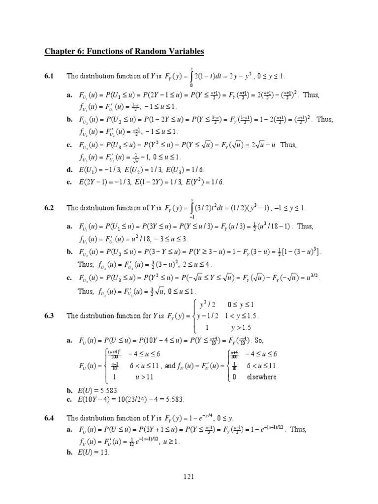 Functions of Random Variables: Chapter 6 | PDF | Normal Distribution ...