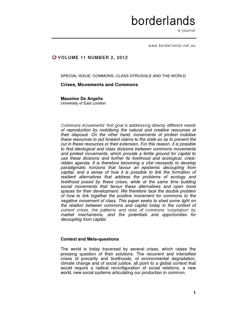 Crises, Movements and Commons | PDF | Capitalism | Marxism