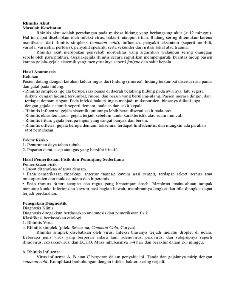 Rhinitis Akut | PDF