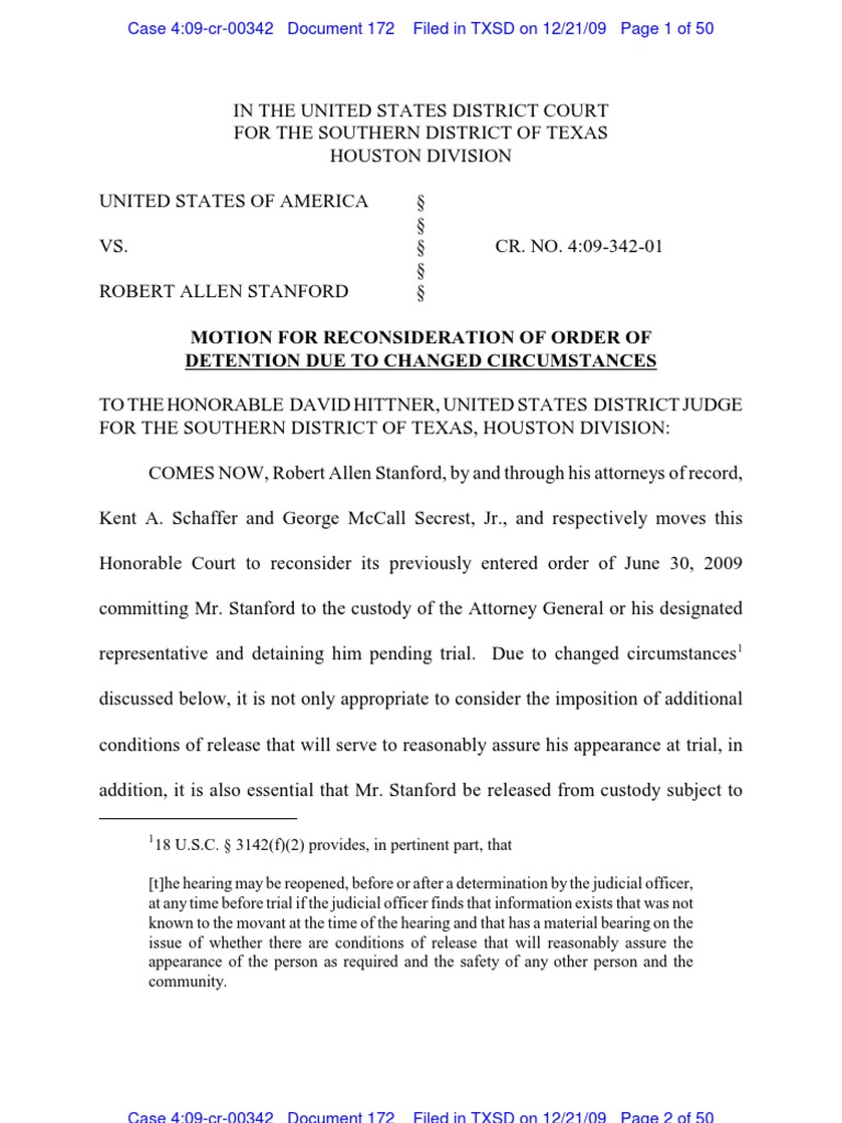 MTN For Reconsideration of Detention Order | PDF | Bail | Remand (Detention)