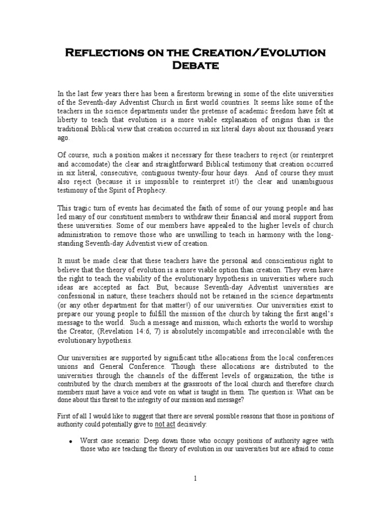 Reflections On The Creation Evolution Debate - by Stephen Bohr | PDF ...