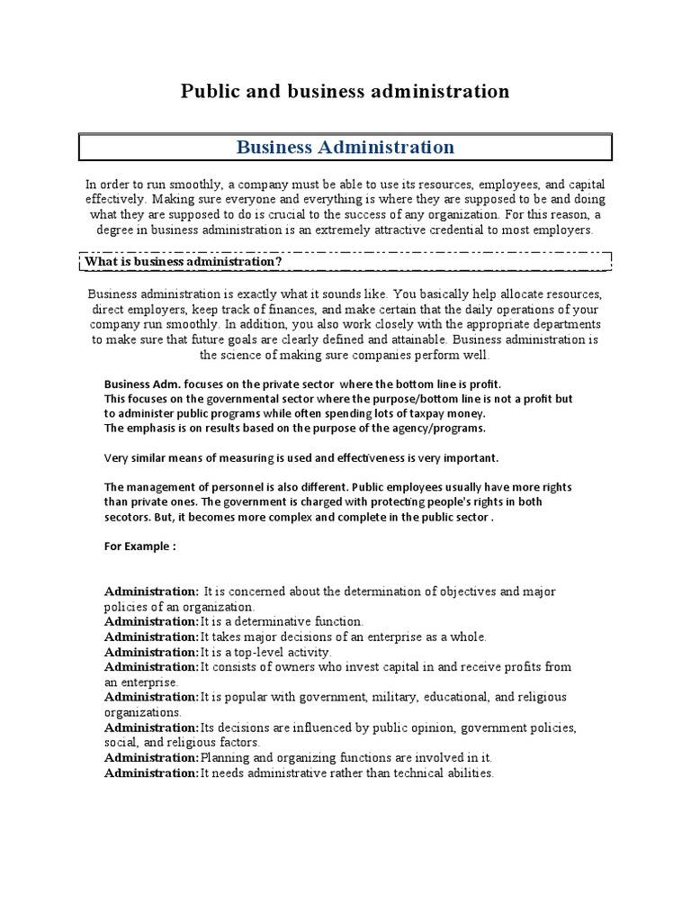 Public and Business Administration | PDF | Business