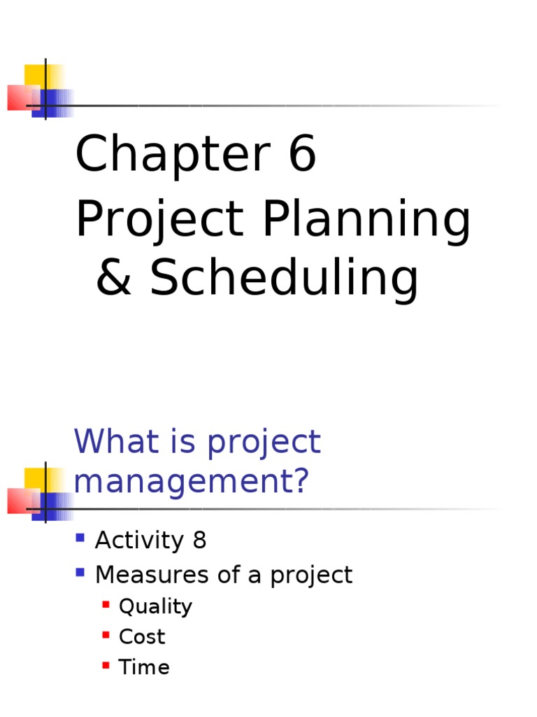 Chapter 6 Project Planning & Scheduling | PDF | Risk | Risk Management