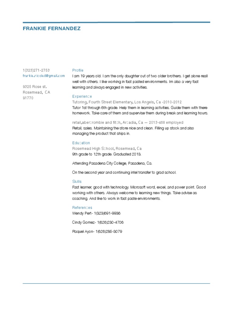 Frankie Resume Pages | PDF | Career & Growth