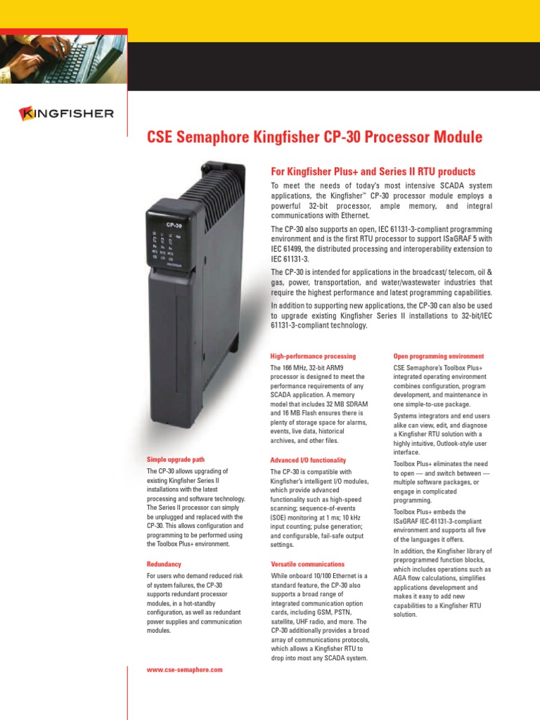 Brochure Kingfisher CP 30 | PDF | Scada | Central Processing Unit