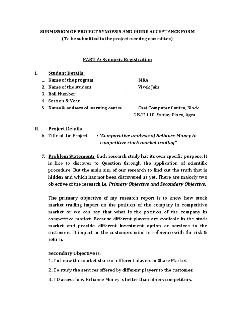 Competitive Stock Market Trading" 7. Problem Statement: Each Research ...