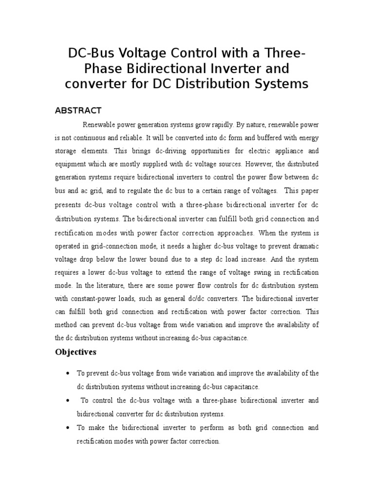 DC Bus Voltage Control with Inverter | PDF | Power Inverter | Direct ...
