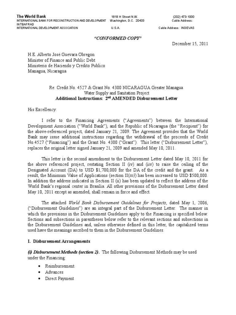 "Conformed Copy": Additional Instructions: 2 AMENDED Disbursement ...