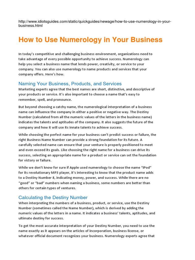 How To Use Numerology in Your Business | PDF | Business