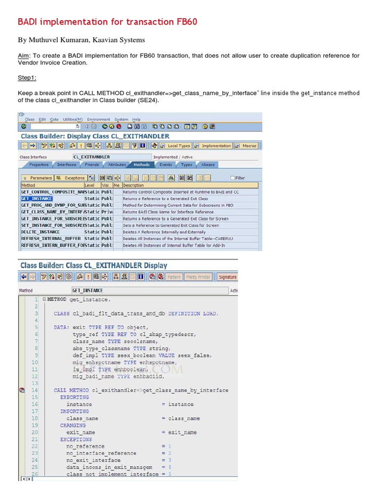 BADI Implementation For Transaction FB60 | PDF | Software Development | Computing