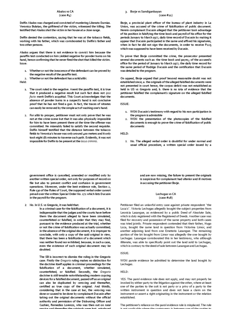 Evidence Case Digest Rule 130 | Evidence (Law) | Confession (Law)