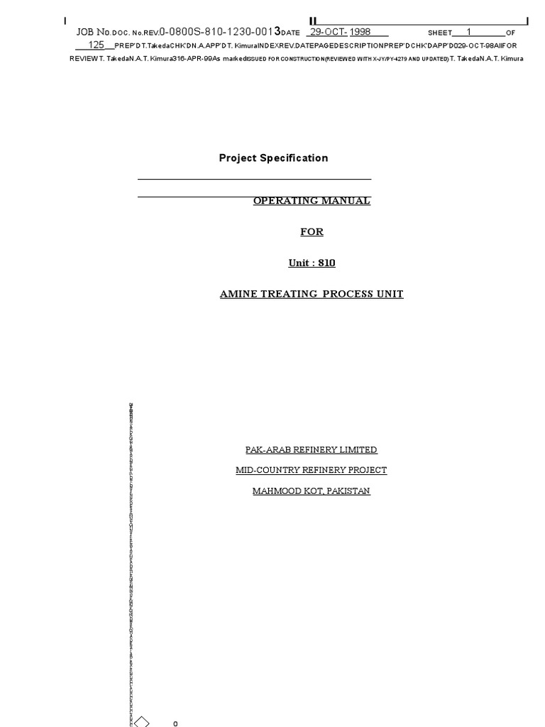 Amine Treating Process Unit Manual | PDF | Chemical Reactions ...