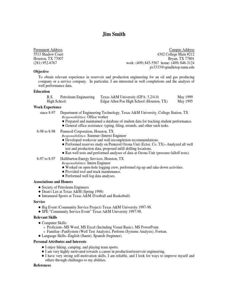 Example Vita | PDF | Texas | Houston